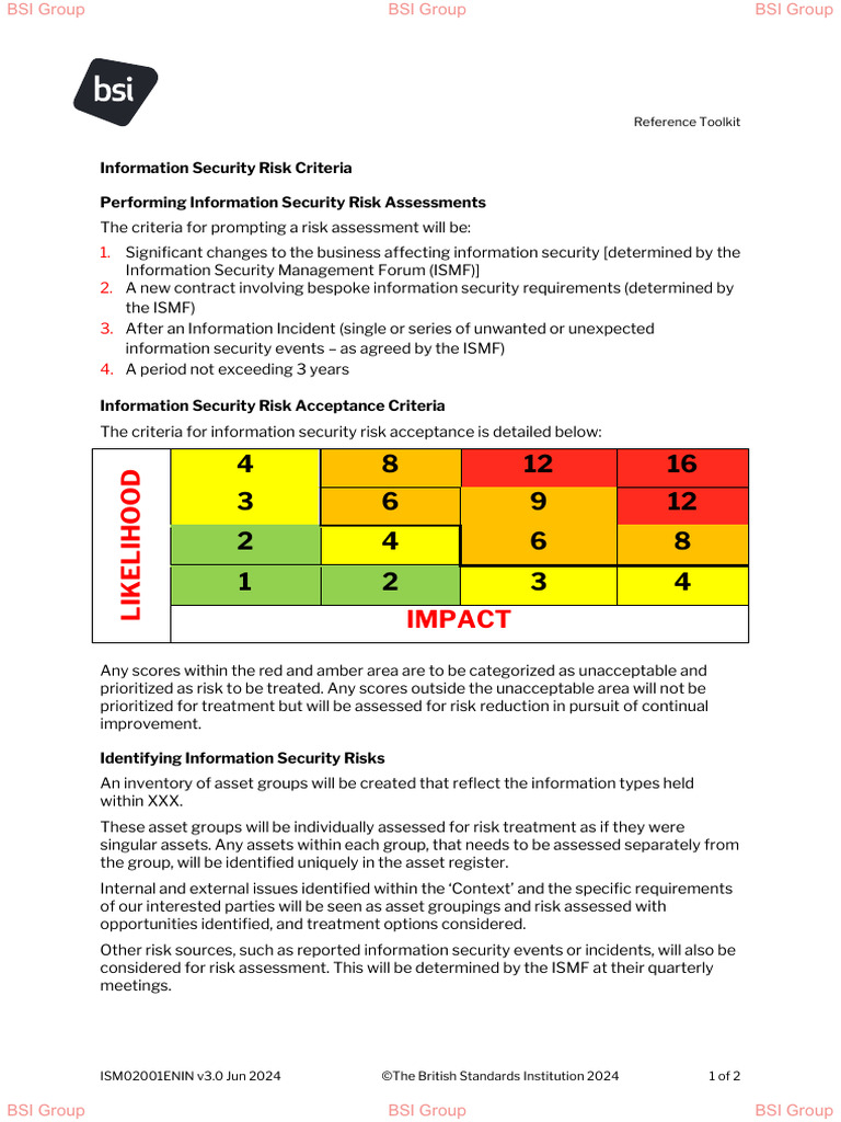 13-Information Security Risk Assessment Procedure Example | PDF | Risk ...