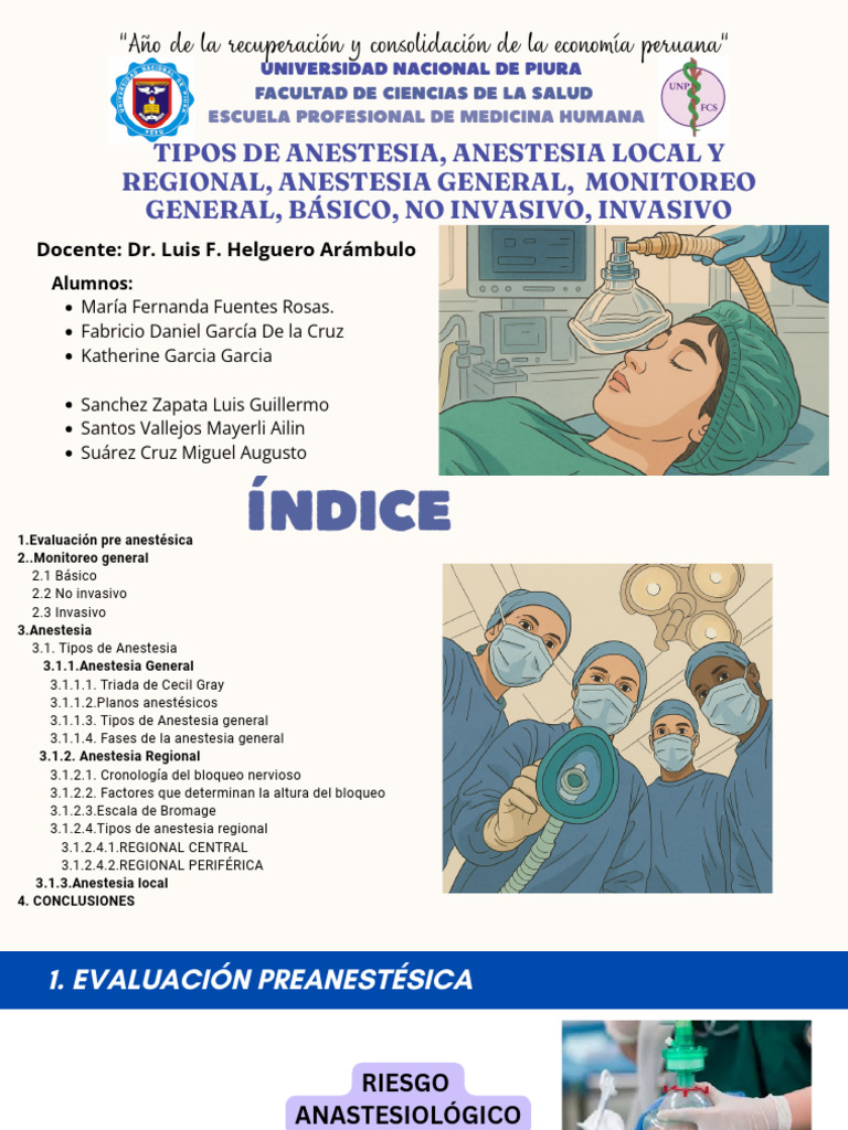 Tipos y Monitoreo de Anestesia Médica | PDF | Presión sanguínea | Anestesia