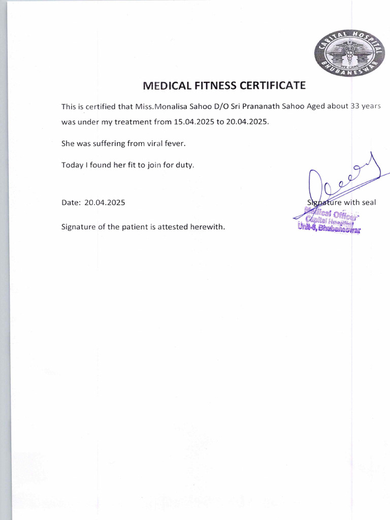 Medical Certificate Mona | PDF