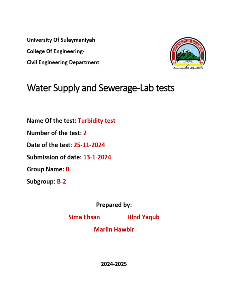 Turbidity Test Results and Recommendations | PDF | Hydraulic ...