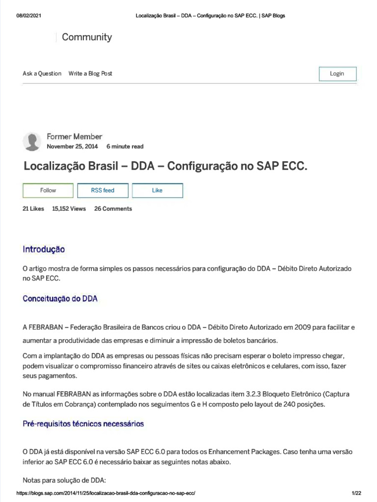 Configuração DDA no SAP ECC Brasil | PDF | Transação em base de dados ...