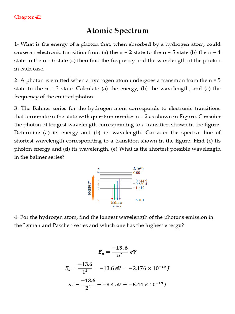 Atomic Spectrum | PDF