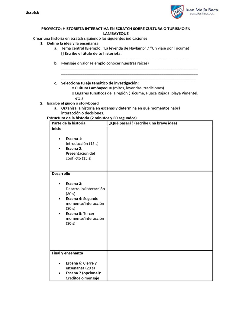 Pasos para Armar Una Historieta Interactiva en Scratch | PDF