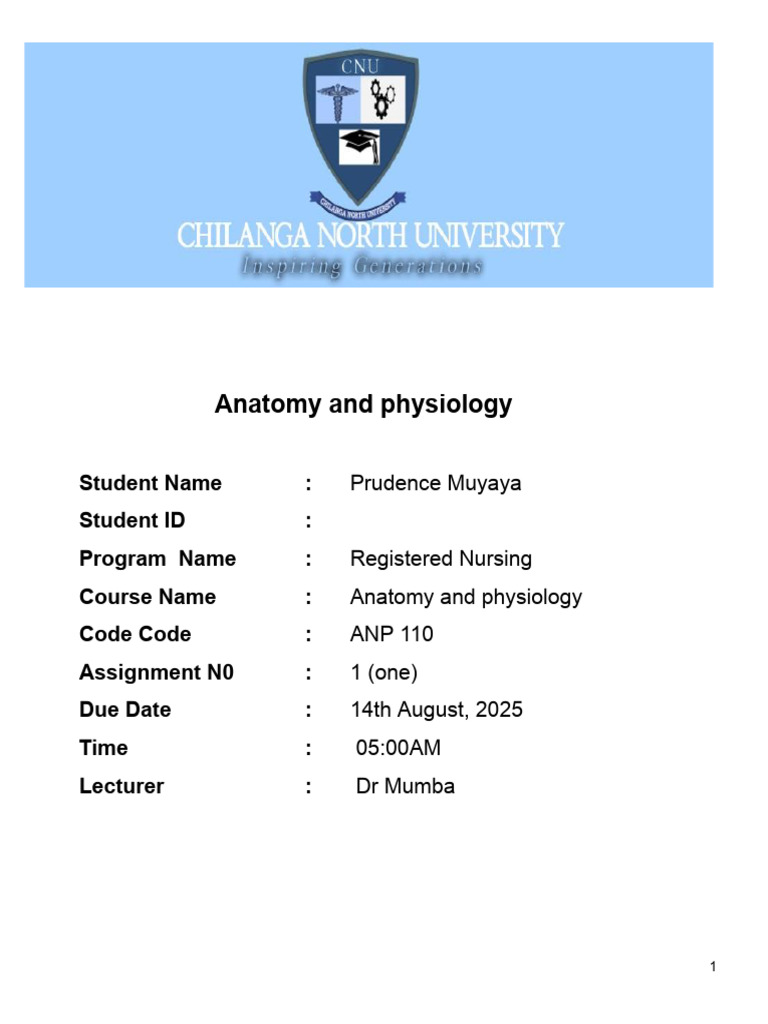 Anatomy and Physiology Assignment (ANP 110) | PDF | Homeostasis | Pancreas