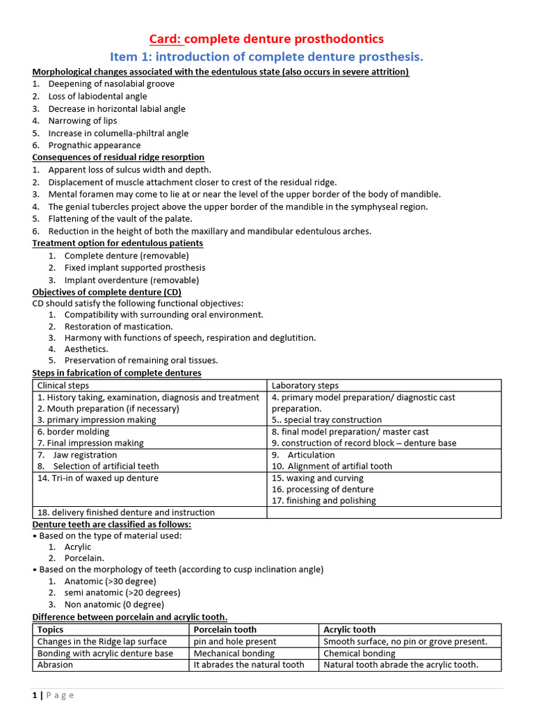 Introduction of The Complete Denture Prosthesis | PDF | Dentures ...