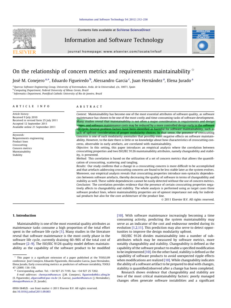 On The Relationship of Concern Metrics and Requirements Maintainability ...