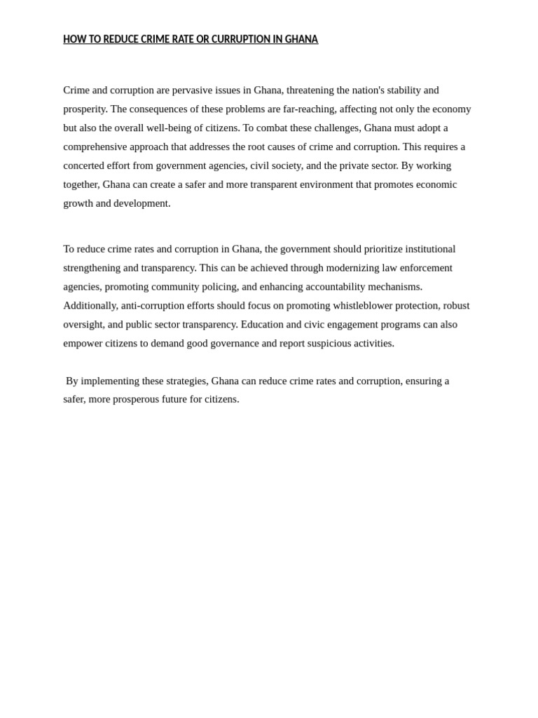 Reducing Crime and Corruption in Ghana | PDF