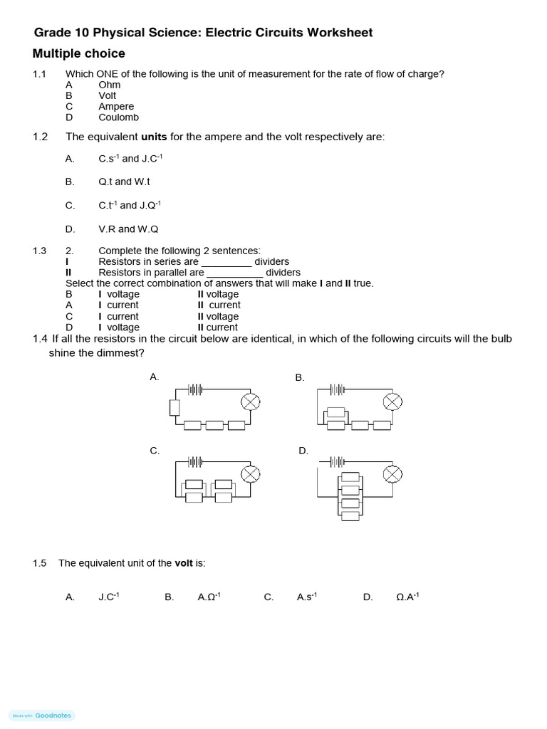 Grade 10 Electric Circuits Q&A PDF | PDF | Volt | Electric Current