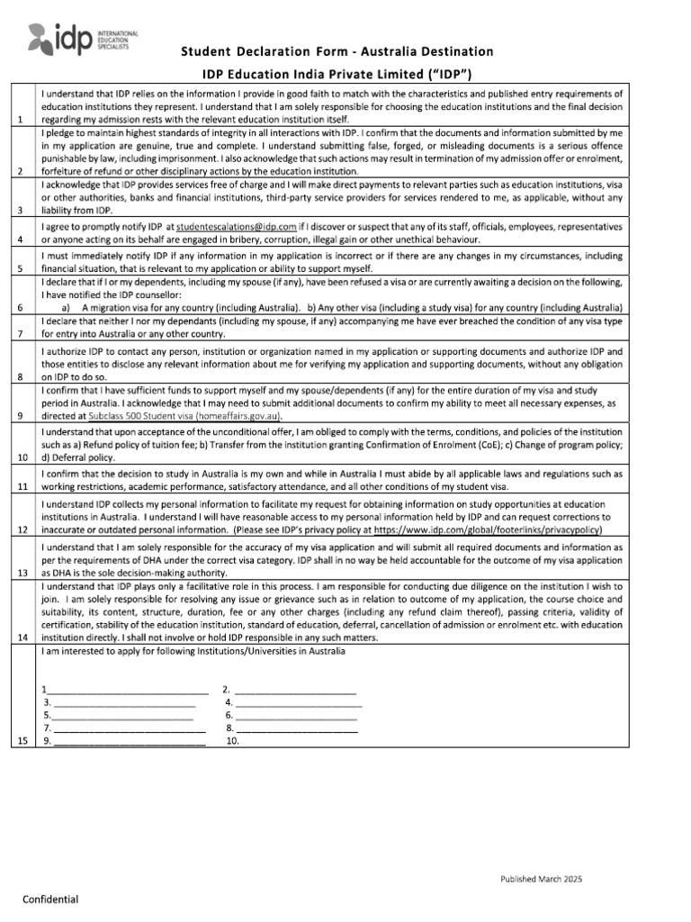 1 Australia Destination Declaration | PDF
