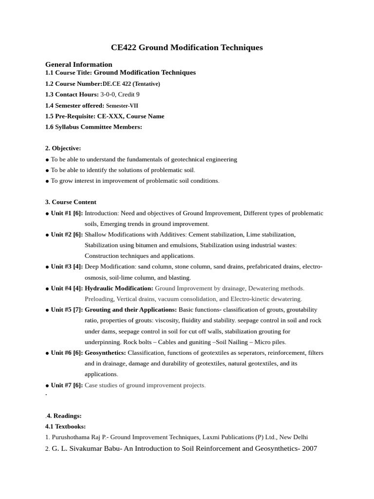 CE422 Ground Modification Techniques | PDF | Geotechnical Engineering ...