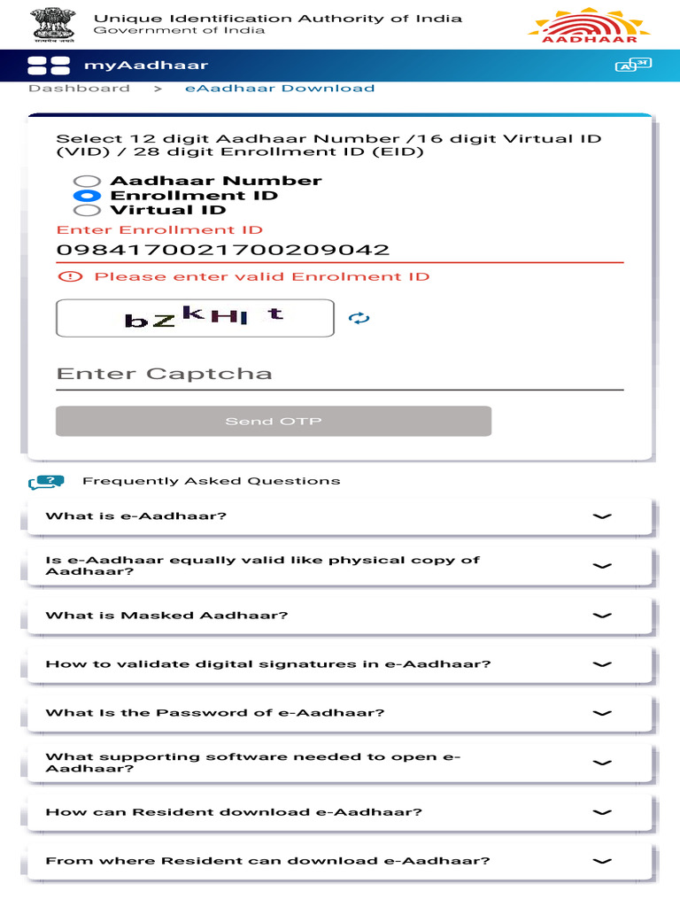 Httpsmyaadhaar Uidai Gov ingenricDownloadAadhaar | PDF