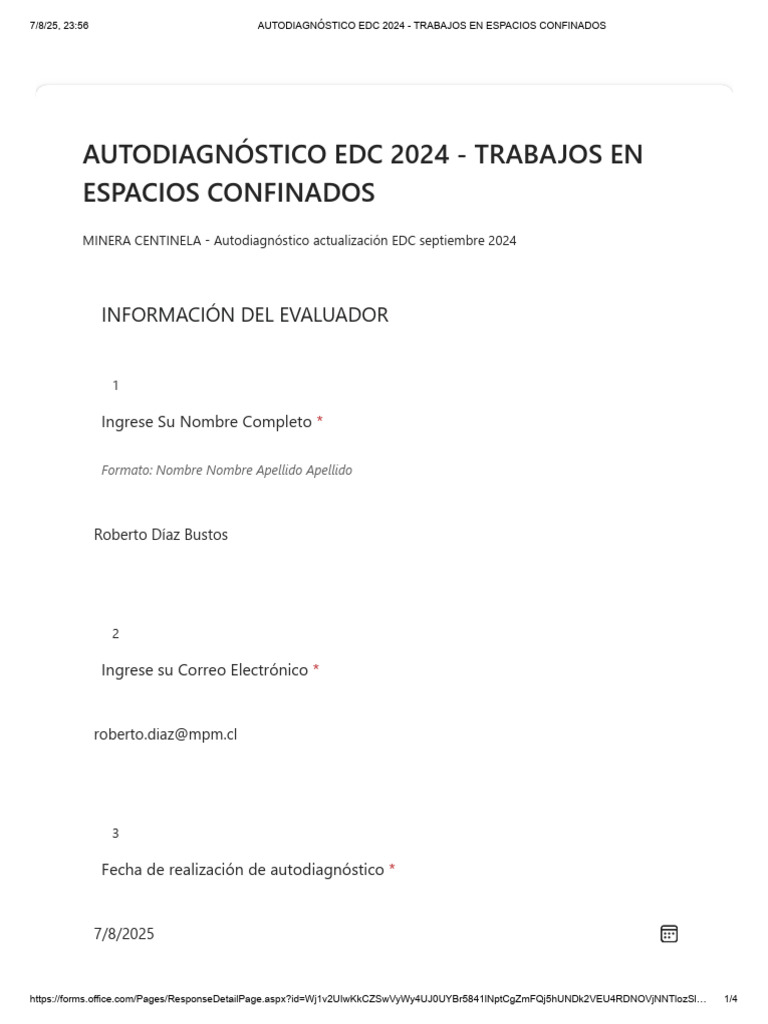 Autodiagnóstico EDC 2024: Espacios Confinados | PDF | Informática ...