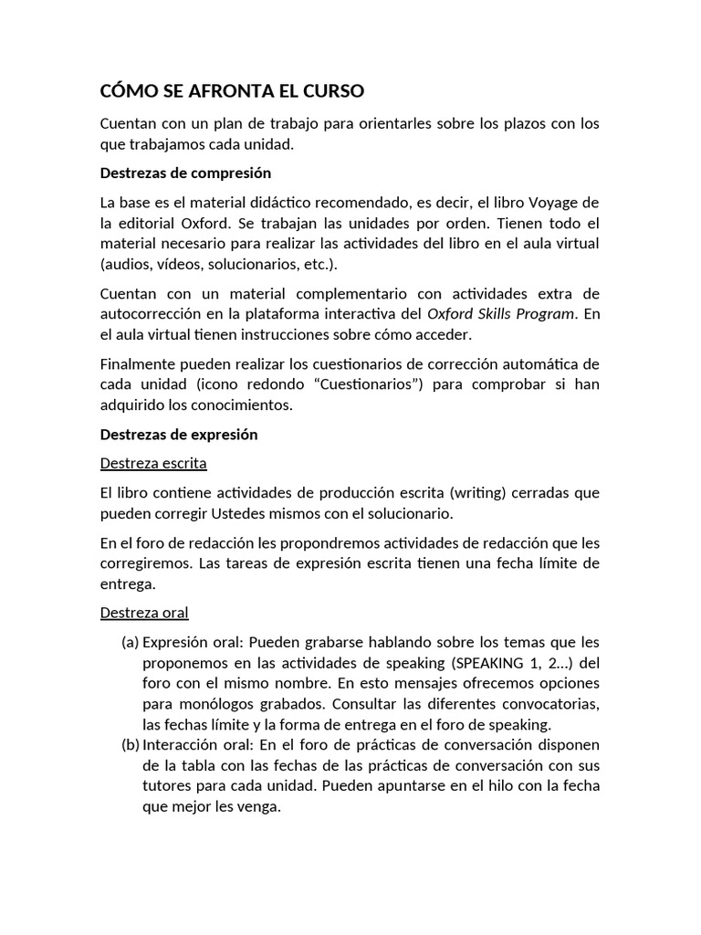 Cómo Se Afronta El Curso | PDF