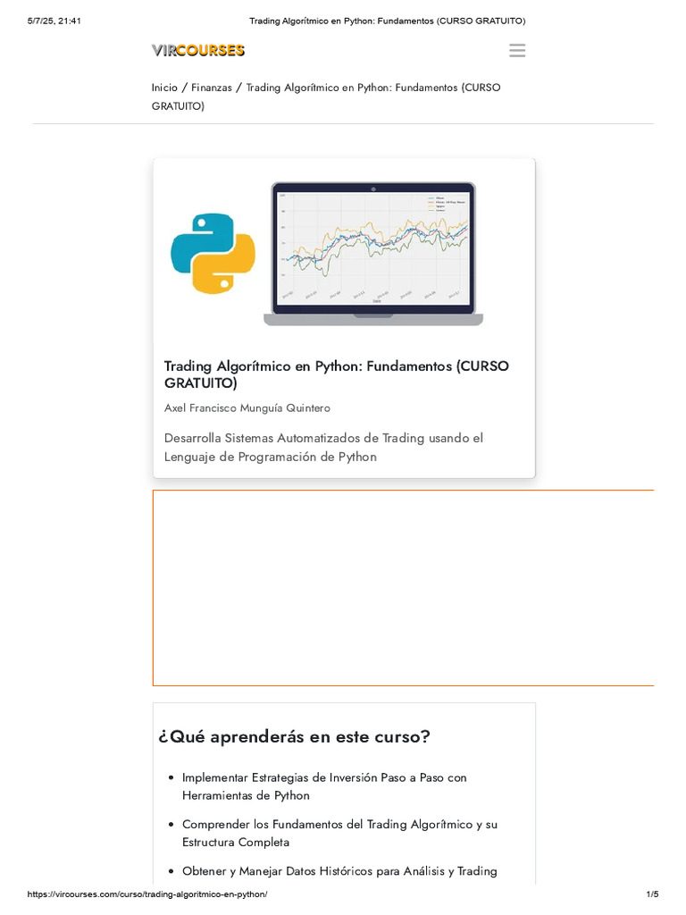 Trading Algorítmico en Python - Fundamentos (CURSO GRATUITO) | PDF | Algoritmos | Python ...