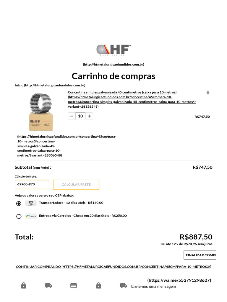 Cotação - Concertina Simples Galvanizfadfada 45 Centímetros - HF ...