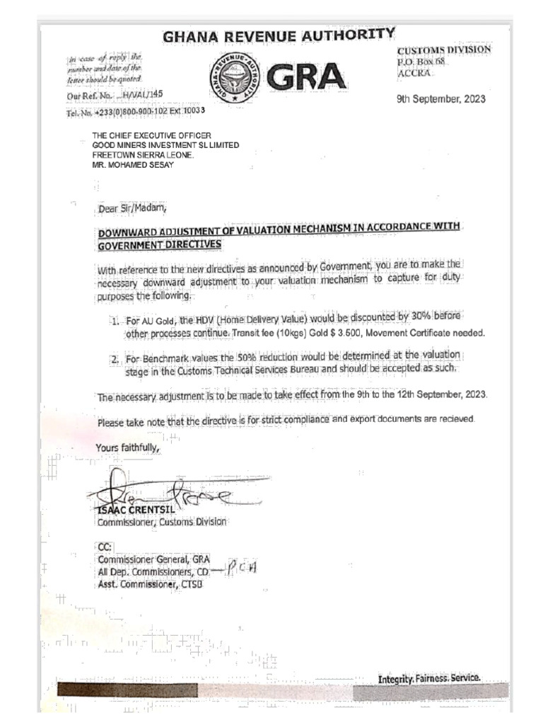 Ghana Custom Letter | PDF