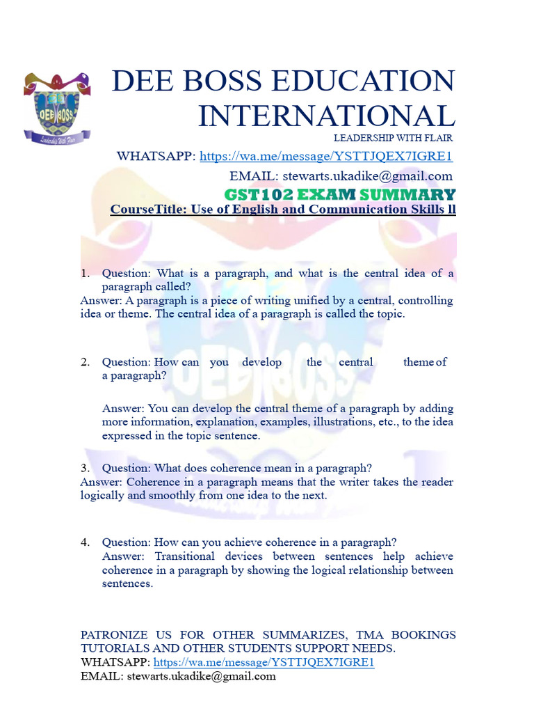 GST 102: Formal Letter Writing Guide | PDF | Verb | Grammatical Tense