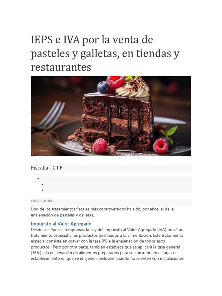 IVA e IEPS en pasteles y galletas | PDF | Panes | Trigo