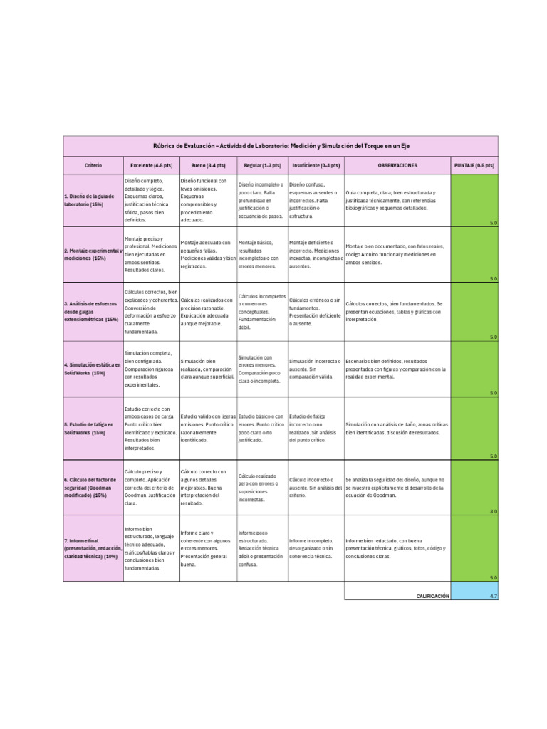 Rúbrica de Evaluación para Laboratorio de Torque | PDF | Simulación