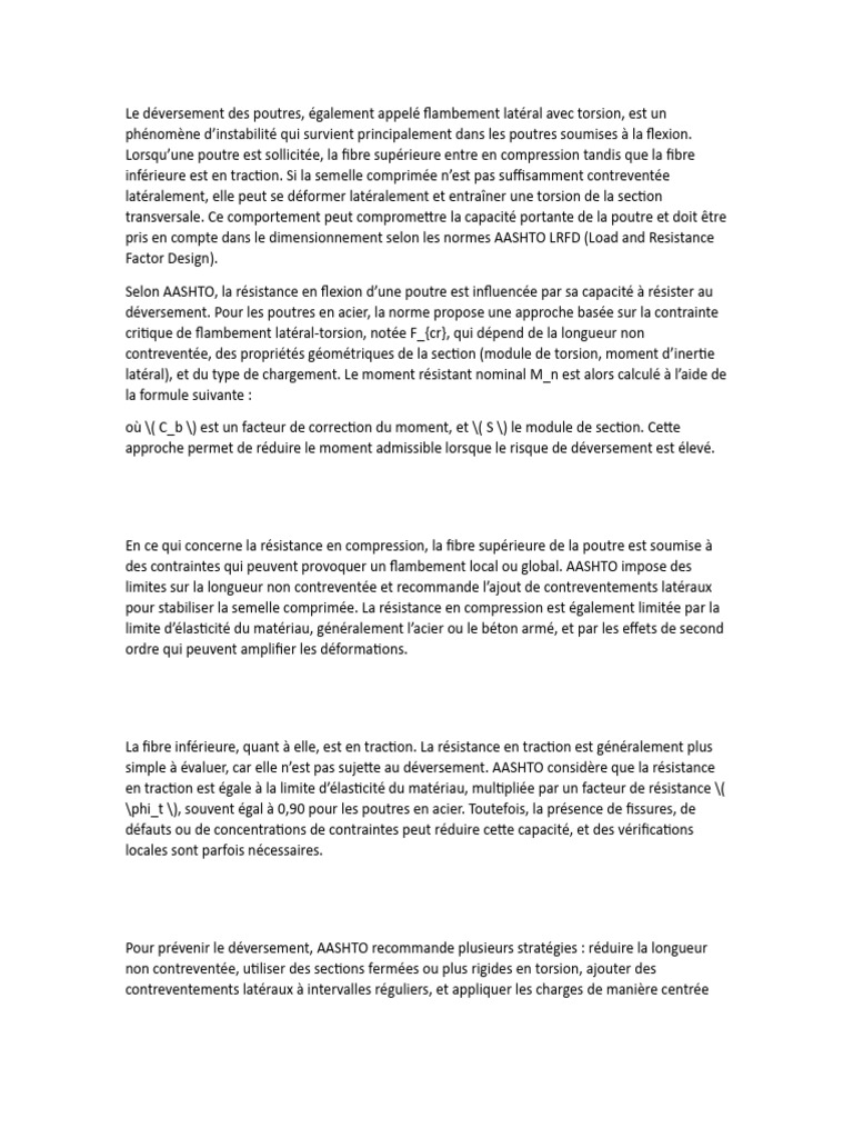 Le Déversement Des Poutres Élancées en Acier | PDF | Résistance des ...