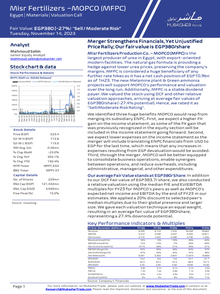 MOPCO (MFPC) Stock Valuation Update | PDF | Valuation (Finance ...