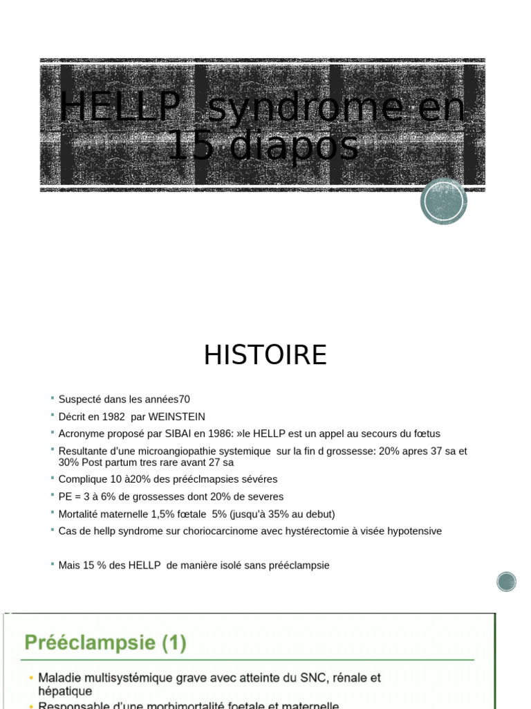 Comprendre le syndrome HELLP en 15 diapos | PDF