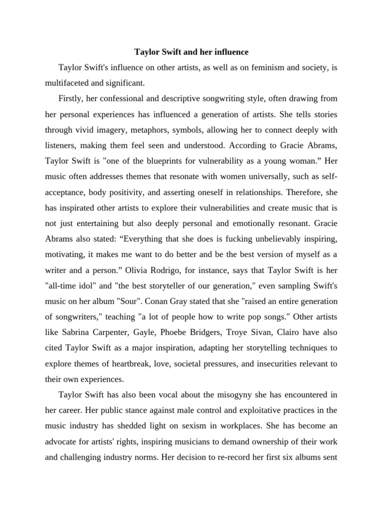 Taylor Swift and Her Influence | PDF