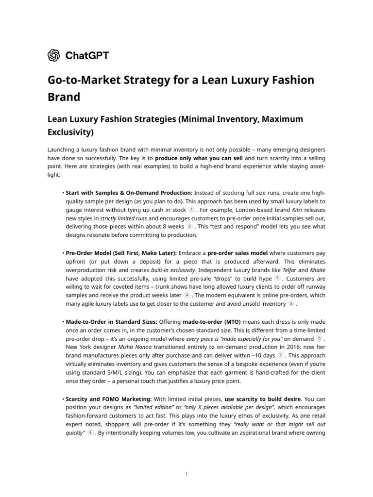 Lean Luxury Fashion Go-to-Market Guide | PDF | Brand | Inventory