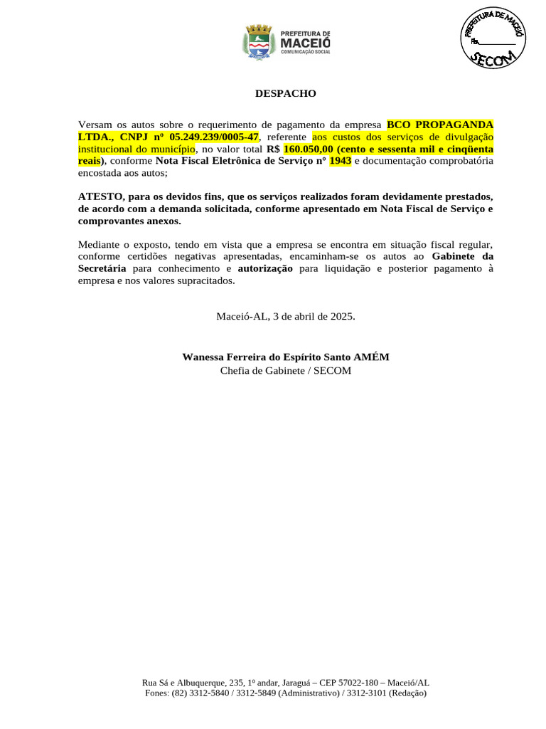 Modelo Despacho Atesto Veículos | PDF