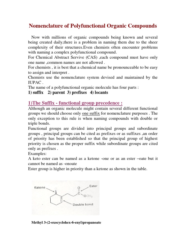 Nomenclature of Polyfunctional Organic Compounds | PDF | Functional ...