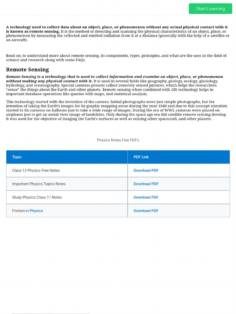 Remote Sensing_ Definition, Components, Types, Principles, Uses | PDF