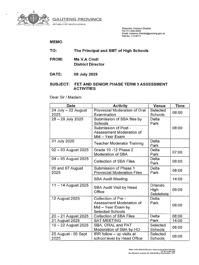 Fet and Senior Phase Term 3 Assessment Activities | PDF