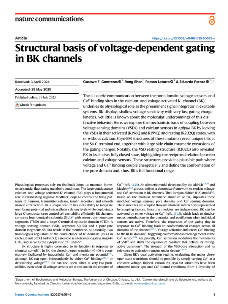 RL 2025 Nat Comm Structural Basis of Voltage Sensing | PDF | Cell ...
