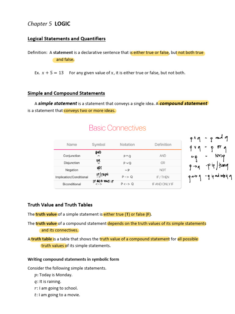 MMW Chapter 5 Logic.pdf | PDF | If And Only If | Truth