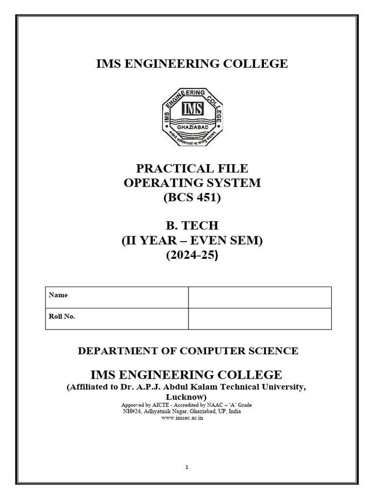 Operating System Practical File B.Tech | PDF