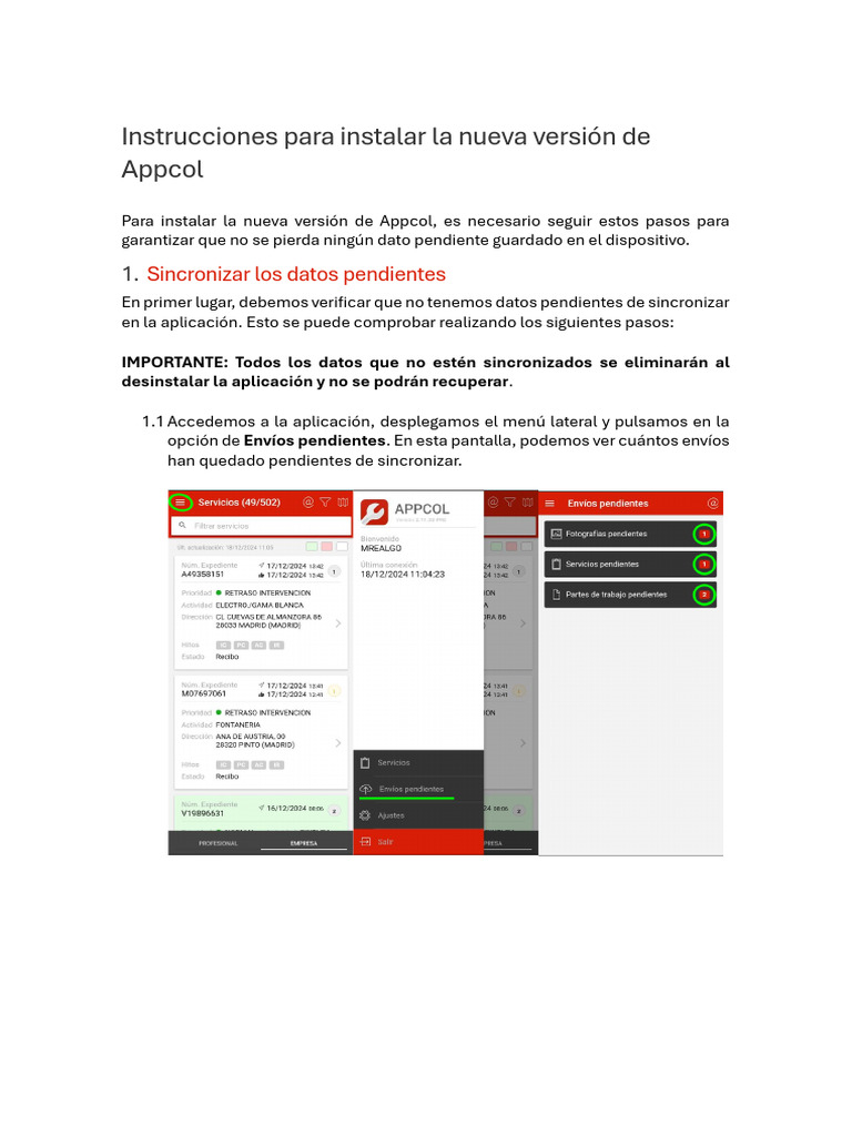 Instalación Nueva Appcol 11 Mayo | PDF
