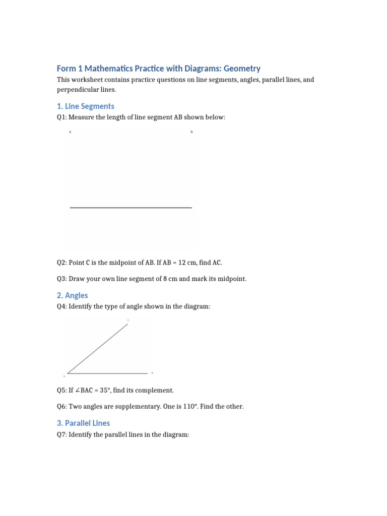 Geometry Practice: Lines and Angles | PDF