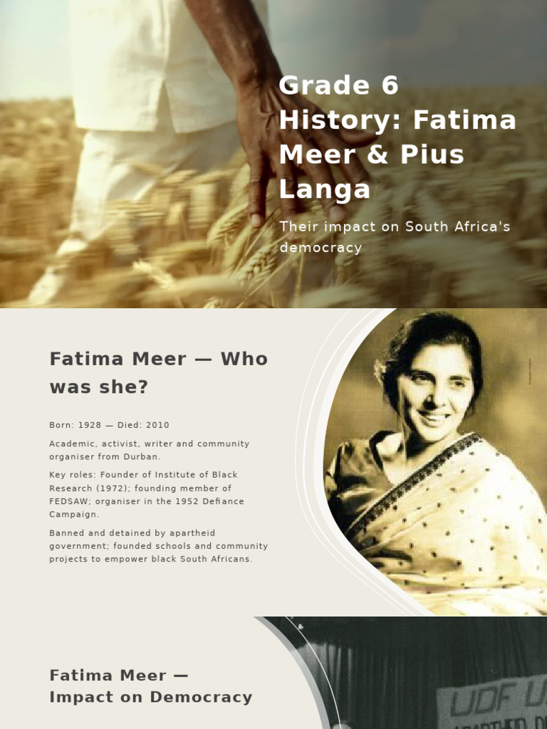 Fatima Meer and Pius Langa: Democracy Builders | PDF | Public Law ...