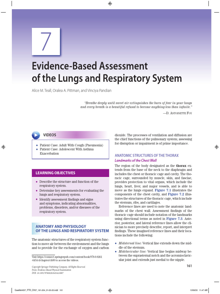 Chapter 7 - Evidence-Based Assessment of the Lungs and Respiratory ...