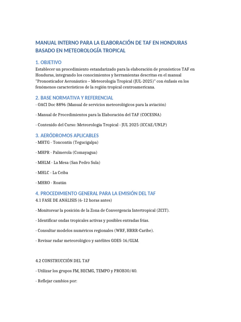 Manual TAF Meteorología Tropical Honduras | PDF | Atmósfera | Ciencias ...