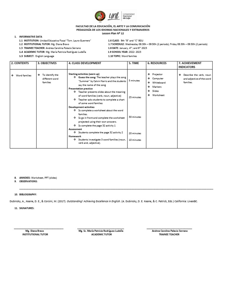 Lesson Plan Class 12 | PDF | Grammar | Linguistic Typology