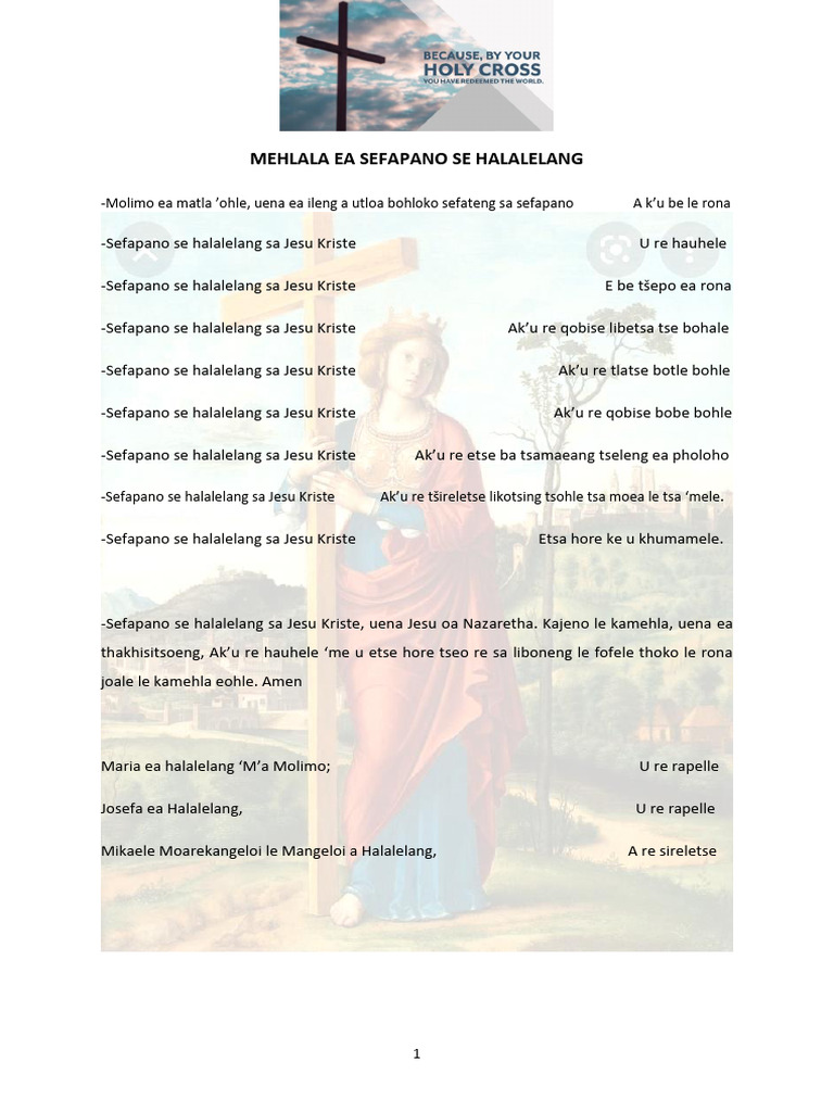 Lithapelo Ho Sefapano Se Halalelang | PDF