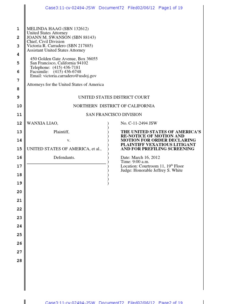 USA's motion to declare me as "vexatious litigant" for suing government ...