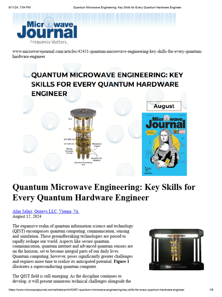 Quantum Microwave Engineering_ Key Skills for Every Quantum Hardware Engineer | PDF | Energy ...