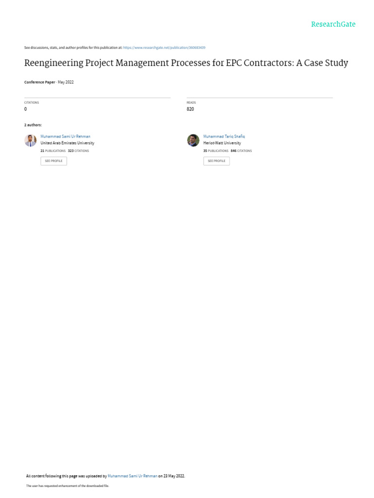 EPC Project Management Reengineering Study | PDF | Project Management ...