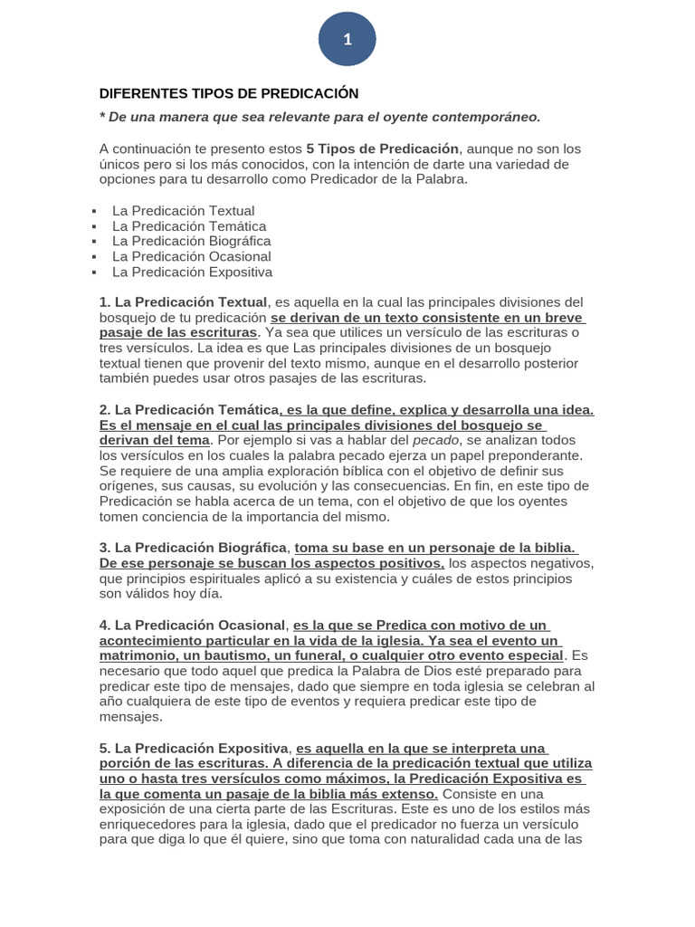 Tipos de Predicación: Guía Esencial | PDF | Sermón | Biblia