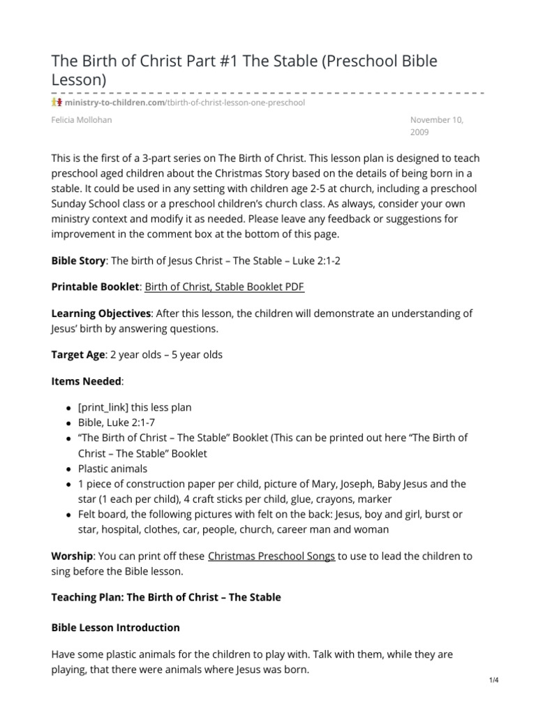 3 Preschool Christmas Lesson For Sunday School | PDF | Nativity Of ...
