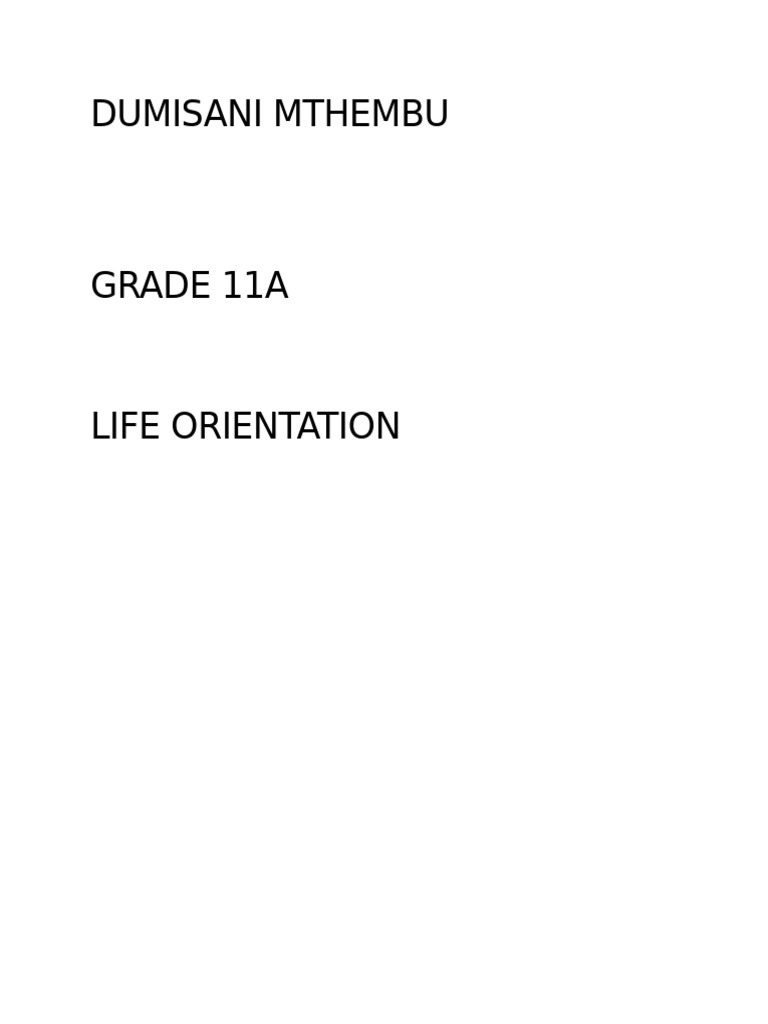 Life Orientation Assignment | PDF | Mental Health | Violence