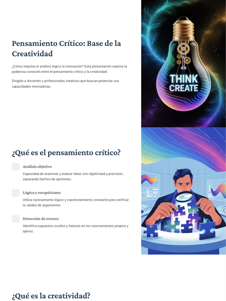 Sinergia entre Pensamiento Crítico y Creatividad | PDF | Pensamiento ...