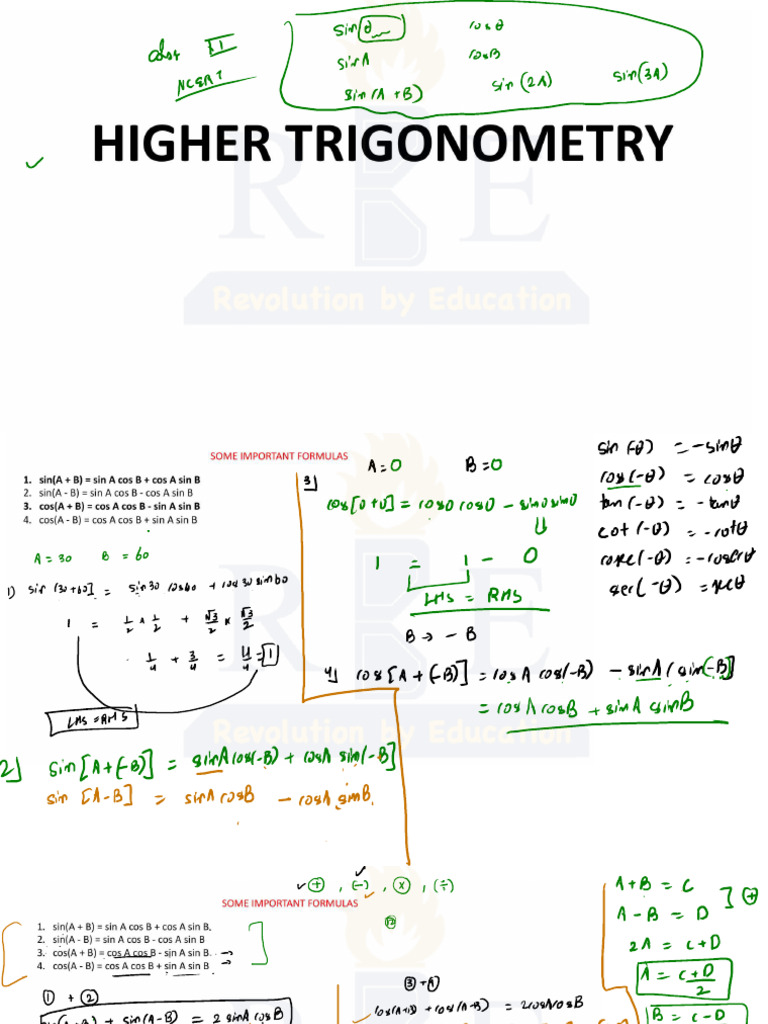 Maths Class 10 Trigo2 Higher Trigo Ident | PDF